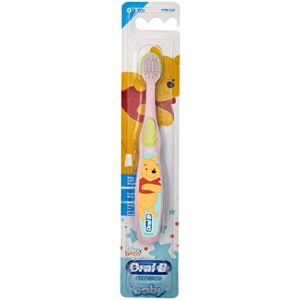 oral-b baby manual toothbrush, pooh characters, 0-3 years old, extra soft (characters vary) - 1 count