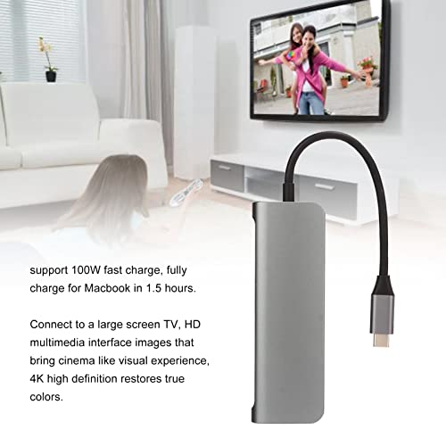 KIMISS USB C Hub 8 in 1 USB C3.0 Docking Station PD Fast Charge Type C to 4K HD Multimedia Interface Adapter Storage Card Memory Card Reader