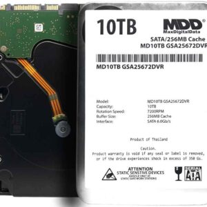 MDD 10TB 7200 RPM 256MB Cache SATA 6.0Gb/s 3.5inch Internal Hard Drive for Surveillance Storage (MD10TGSA25672DVR) - 3 Years Warranty (Renewed)