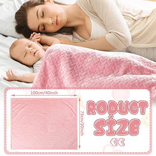 4 Pcs Baby Girl Blankets, Plush Flannel Baby Blanket, Soft and Warm Throw Blankets for Newborn Infant and Toddler, Fleece Blanket for Crib Stroller (30 x 40 Inch)