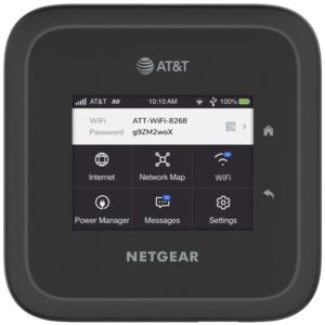 NETGEAR Nighthawk M6 Pro, 5G and 4G LTE Mobile Hotspot Router with 2.8 inch Touchscreen, Ethernet, Wi-Fi 6E, up to 32-Devices (AT&T Unlocked For Global, Verizon, T-Mobile) MR6500 (Black) (Renewed)