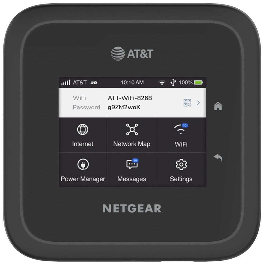 NETGEAR Nighthawk M6 Pro, 5G and 4G LTE Mobile Hotspot Router with 2.8 inch Touchscreen, Ethernet, Wi-Fi 6E, up to 32-Devices (AT&T Unlocked For Global, Verizon, T-Mobile) MR6500 (Black) (Renewed)