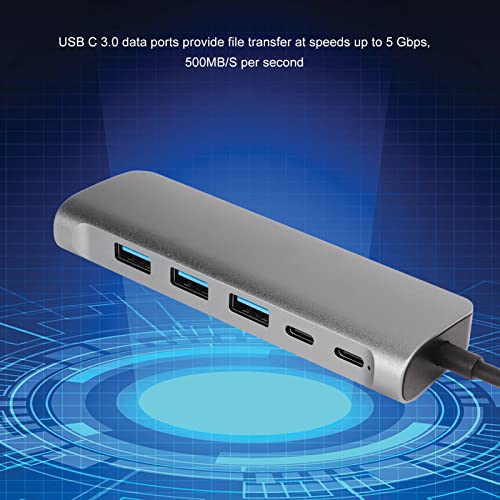 KIMISS USB C Hub 8 in 1 USB C3.0 Docking Station PD Fast Charge Type C to 4K HD Multimedia Interface Adapter Storage Card Memory Card Reader