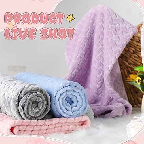 4 Pcs Baby Girl Blankets, Plush Flannel Baby Blanket, Soft and Warm Throw Blankets for Newborn Infant and Toddler, Fleece Blanket for Crib Stroller (30 x 40 Inch)