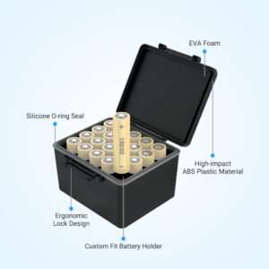 20 Slots 18650 Battery Case, 18650 Battery Organizer,High Capacity Water-Resistant Anti-Shock Anti-Dust, 18650 Battery Box Storage