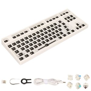 diy mechanical keyboard kit, 87 key rgb tkl layout switch gaming keyboard hot swap abs aluminum alloy modular mechanical keyboard for diy(white)