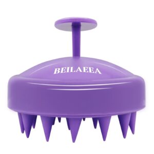 beilaeea scalp massager shampoo brush hair scalp scrubber,silicone scalp brush for hair growth & dandruff removal,hair shampoo brush for scalp exfoliator(purple)