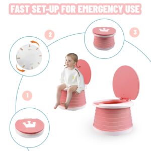 Kid Portable Potty Folding Toilet: Toddler Travel Potty Folding Toilet with 15Pcs Cleaning Bags Foldable Potty Seat for Car Camping Park - Portable Potty for Toddler Travel