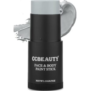 ccbeauty light grey face body paint stick, grease gray face paints, cream grayscale foundation makeup, waterproof hypoallergenic for halloween corpse bride zoombie marceline cosplay costume parties