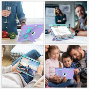 BENTOBEN for iPad 10th Generation Case,10.9 inch 2022 iPad Case, iPad 10 Case, Slim Fit Kickstand Shockproof Rugged Protection Soft Silicone Bumper Drop Protective Girls Boys Kids Cover, Purple/Mint