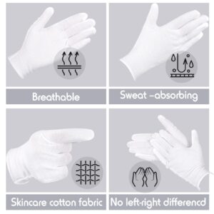 300 Pairs Moisturizing Gloves Overnight White Cotton Gloves Bulk Pack for Hands Eczema, Thin Inspection Glove Liners Soft Working Gloves for Men Women Art Handling Cleaning Jewelry Coin Collection