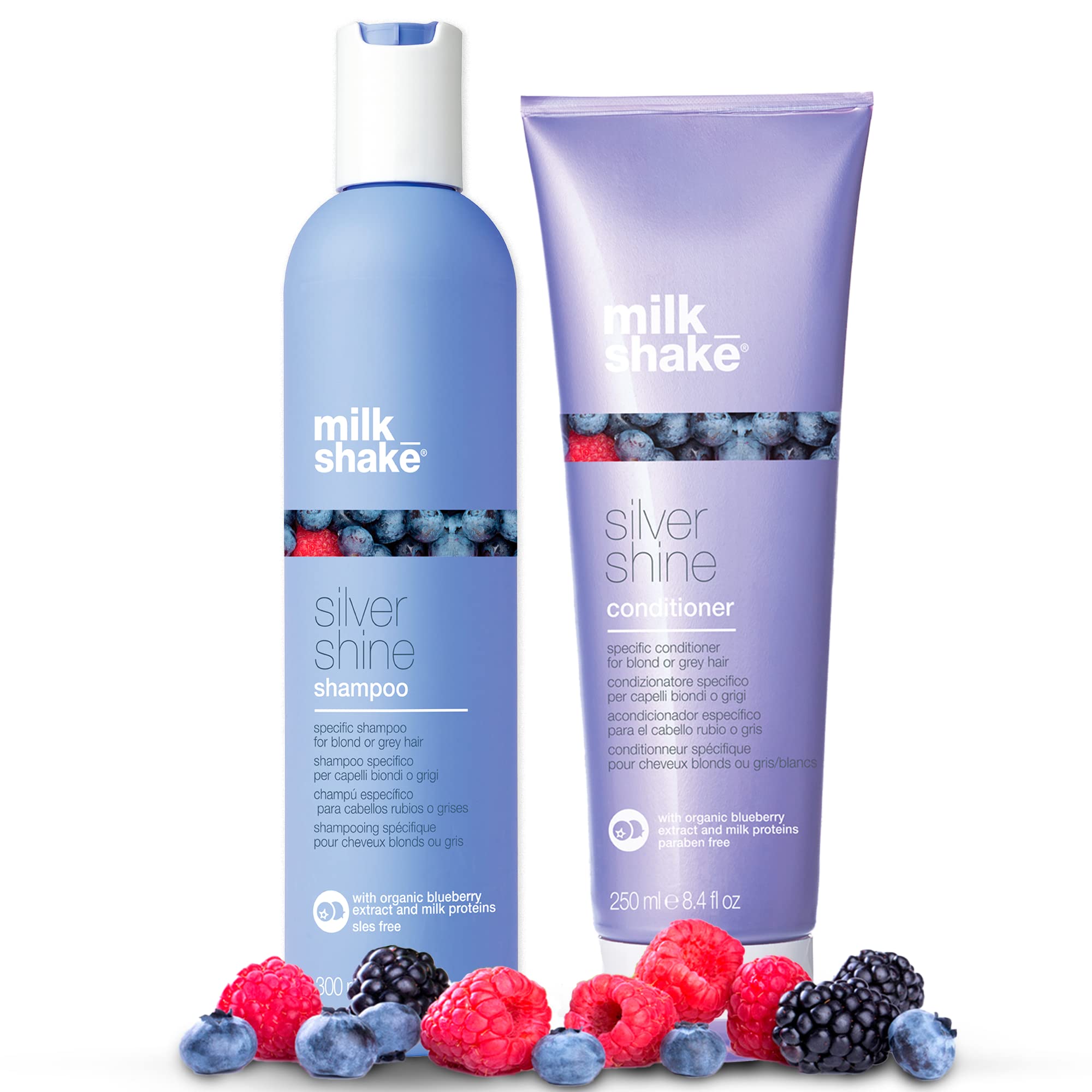 milk_shake Silver Shine Purple Shampoo 10.1 Fl Oz + Silver Shine Purple Conditioner 8.4 Fl Oz - Blonde Shampoo and Conditioner for Brassy Hair