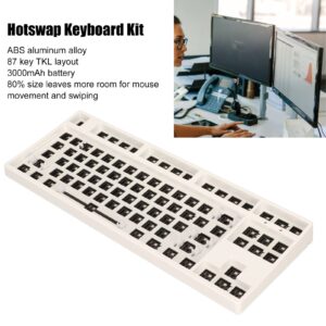 DIY Mechanical Keyboard Kit, 87 Key RGB TKL Layout Switch Gaming Keyboard Hot Swap ABS Aluminum Alloy Modular Mechanical Keyboard for DIY(White)