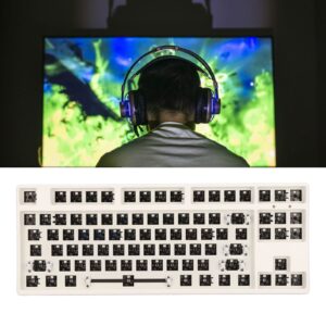 DIY Mechanical Keyboard Kit, 87 Key RGB TKL Layout Switch Gaming Keyboard Hot Swap ABS Aluminum Alloy Modular Mechanical Keyboard for DIY(White)