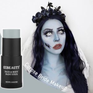 CCBeauty Light Grey Face Body Paint Stick, Grease Gray Face Paints, Cream Grayscale Foundation Makeup, Waterproof Hypoallergenic for Halloween Corpse Bride Zoombie Marceline Cosplay Costume Parties