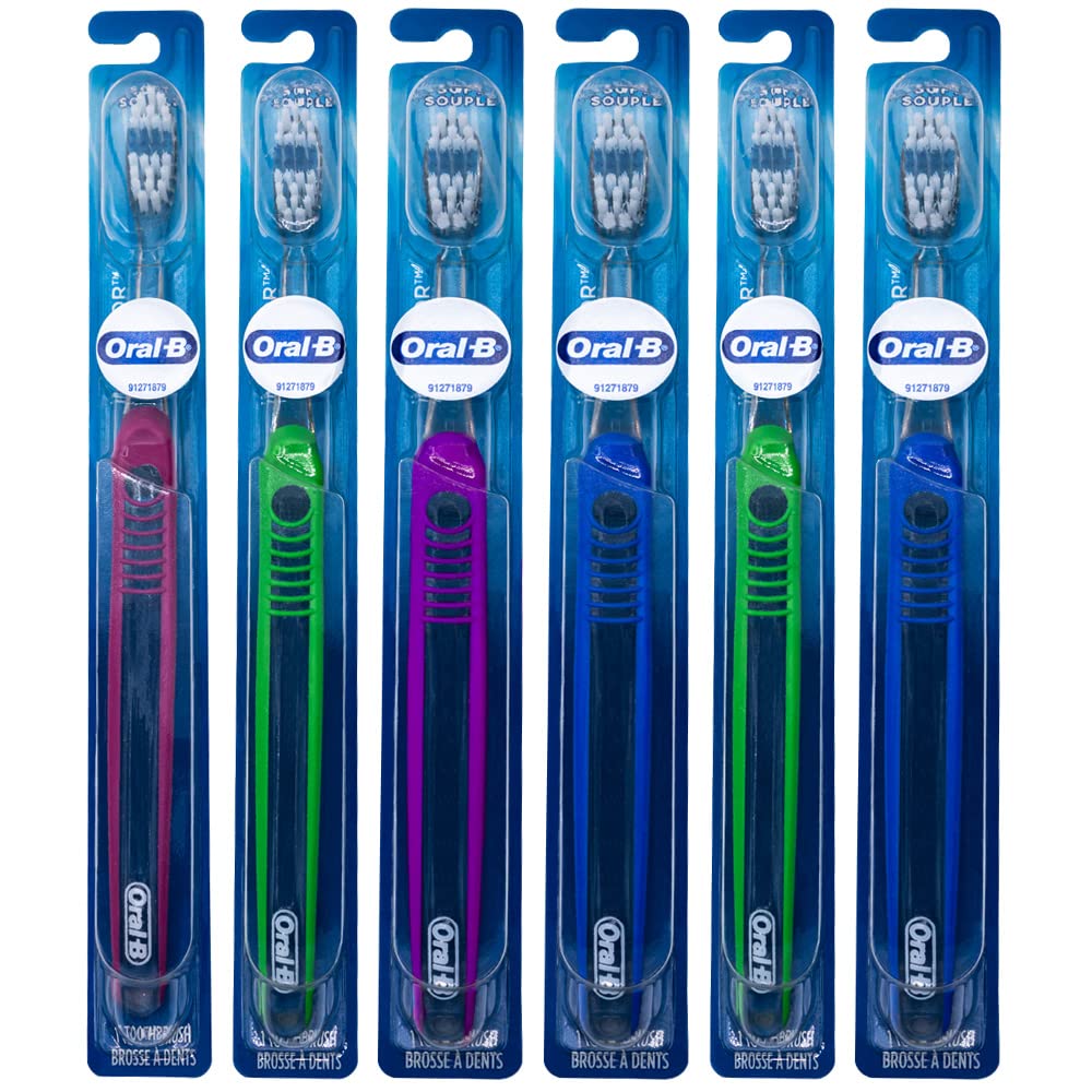 Oral-B Indicator Flat Trim Toothbrush, 30 Soft (Colors Vary) -Pack of 6