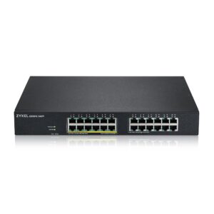 zyxel 24 port poe switch gigabit ethernet smart (gs1915-24ep) - managed, with 12x poe+ @ 130w, optional nebula cloud, rackmount, limited lifetime protection