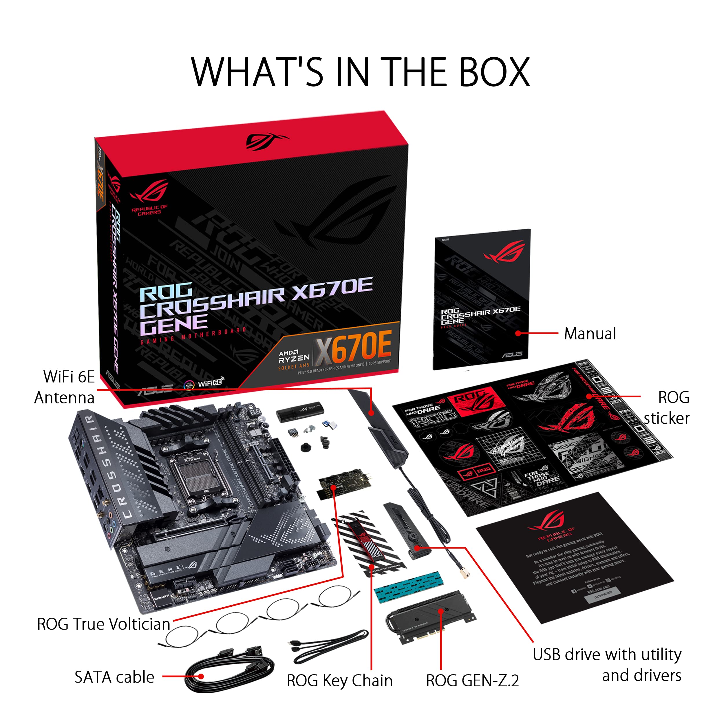 ASUS ROG CROSSHAIR X670E GENE WIFI 6E Socket AM5(LGA 1718) Ryzen 7000 mATX gaming motherboard (16+2 power stages, PCIe® 5.0, DDR5,USB 3.2 Gen 2x2 front-panel, USB4® ports, Wi-Fi 6E)