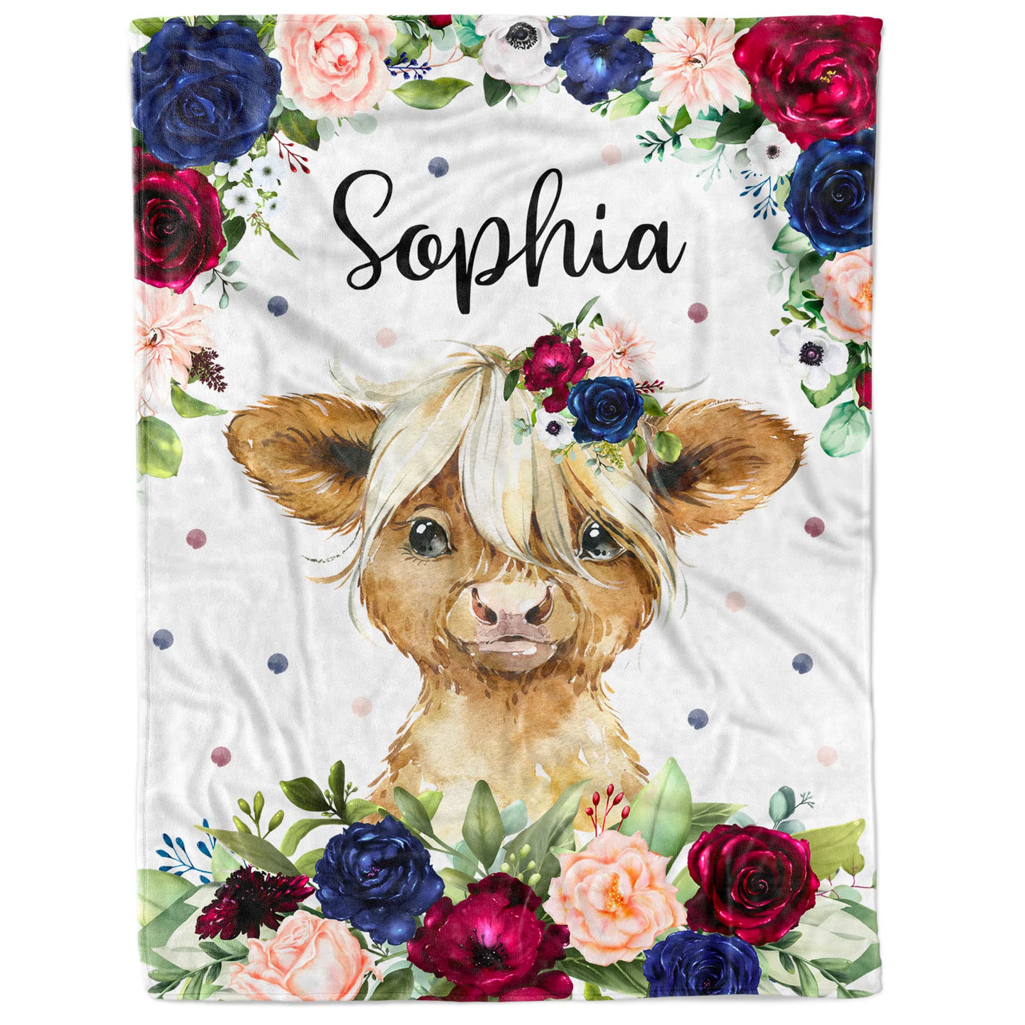 Personalized Baby Blankets for Girls, Customized Baby Blankets for Girls, Highland Cow Baby Blanket, Best Gift for Baby, Newborn, New Mom, Super Soft Plush Fleece, 30''x40''