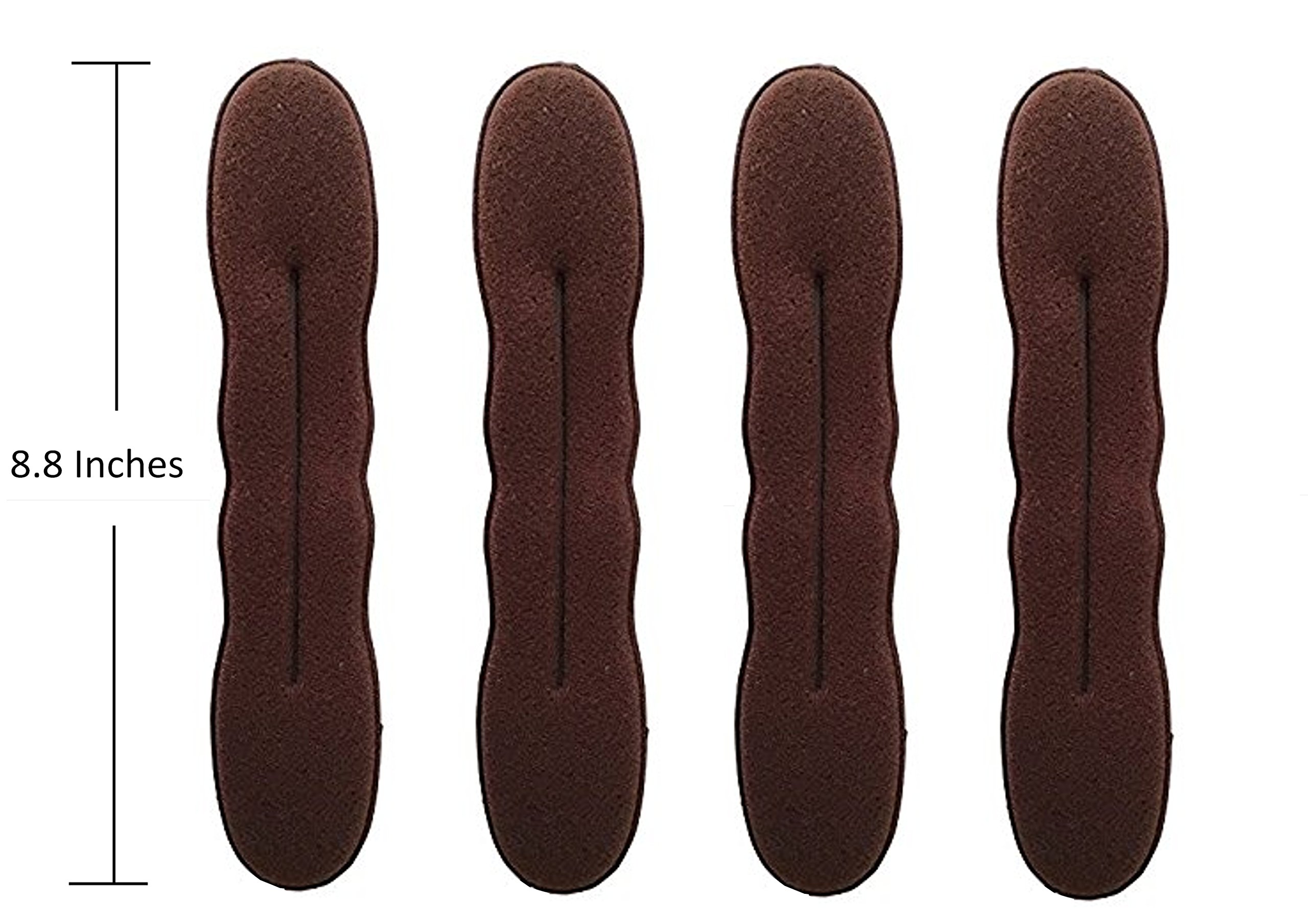 Styla Hair Brunette 4 Count Hair Bun Maker Accessories, Large Foam Sponge Shaper for Easy Bun Twister, Ballet Buns, French Twist, Updo's, Waves & more - Strong, Flexible, Reusable