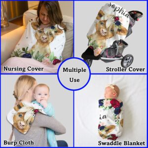 Personalized Baby Blankets for Girls, Customized Baby Blankets for Girls, Highland Cow Baby Blanket, Best Gift for Baby, Newborn, New Mom, Super Soft Plush Fleece, 30''x40''