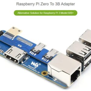 Raspberry Pi Zero to Pi 3B/3B+ Adapter, Connect Raspberry Pi Zero/W/Zero 2 W to Replace Raspberry Pi 3 Model B/3B+, Compatible with Pi 3B/3B+ Hats, Support 1-CH RJ45 Ethernet Port, 10/100 M Adaptive