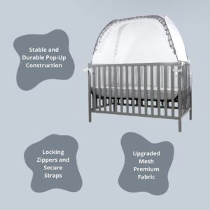 Brite Life Baby Safety Crib Tent - Premium Pop up Set up - Waterproof Mattress Crib Cover - Nursery Mosquito Net - See Through Mesh Crib Net - Protect from Insects & Pet - (51x27x55 inches)