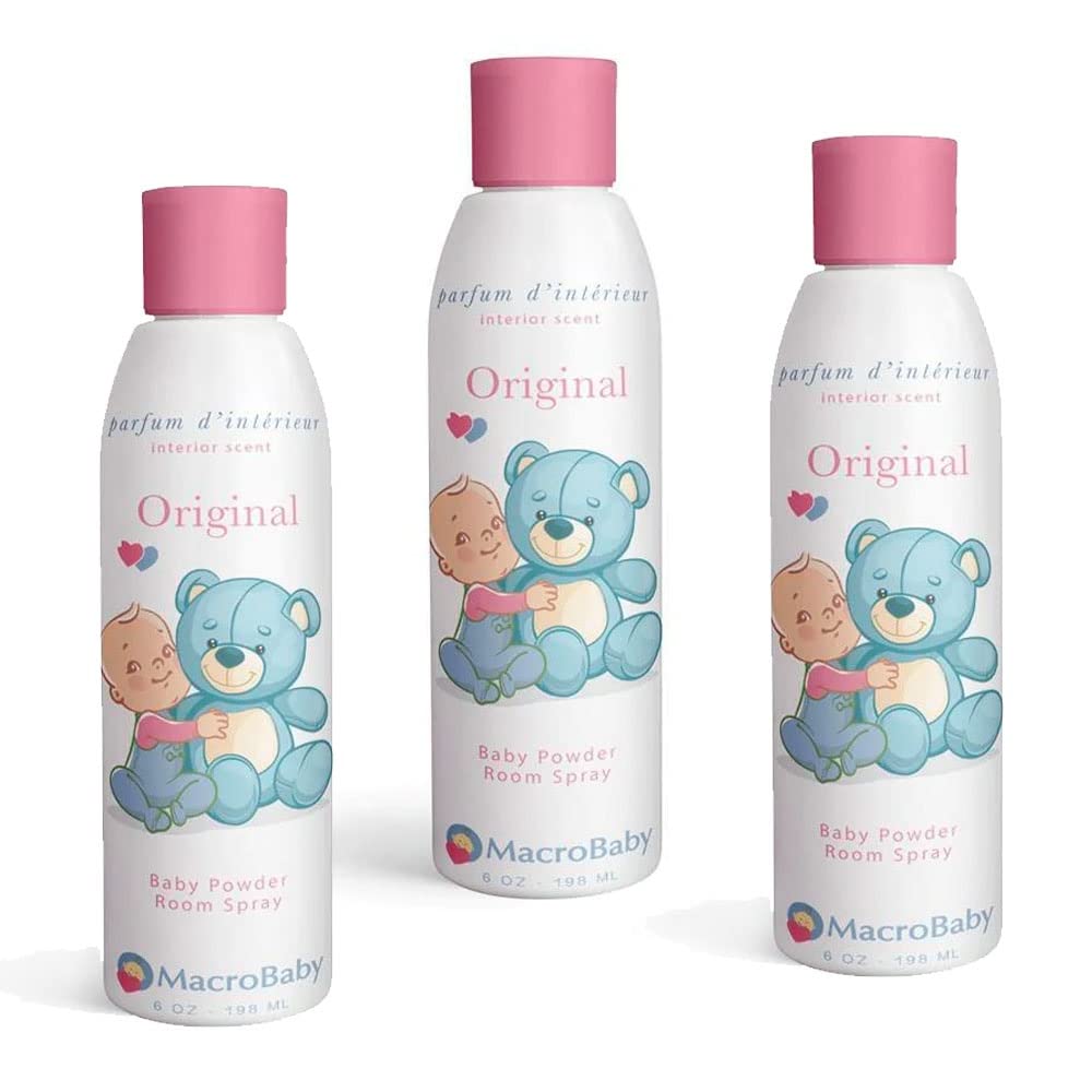 Air Freshener - MacroBaby, Baby Room Spray, Baby Powder Spray Scent, Air Freshener, | 6Oz | 198ml (Pack of 3)