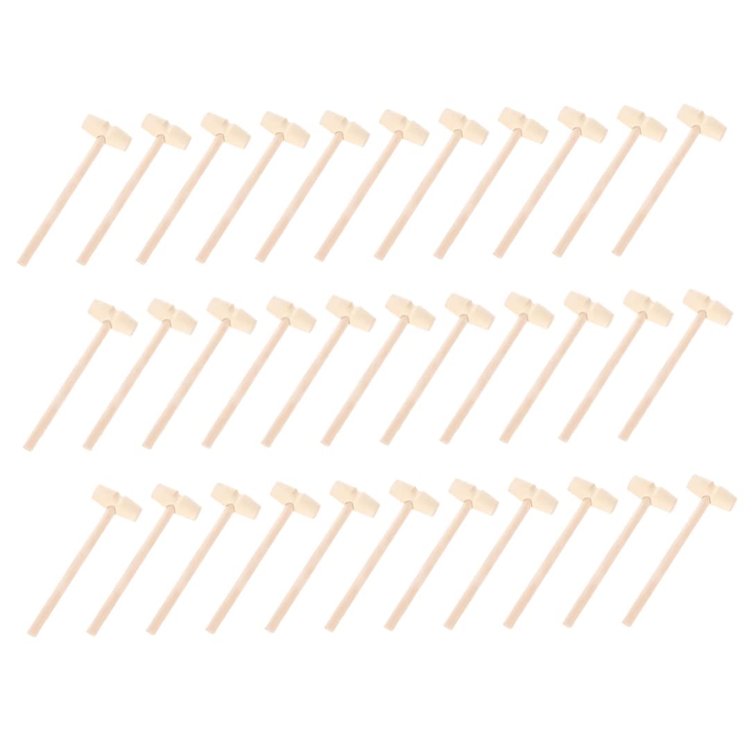 Gcroet Mini Wooden Hammer Seafood Shellfish Dessert Making Mallet Mini Educational Toy Mallet for Chocolate Jewelry Craft 30PCS Mini Wooden Hammer,Wooden Crab Mallet,Seafood Shellfish Hammers,Dessert