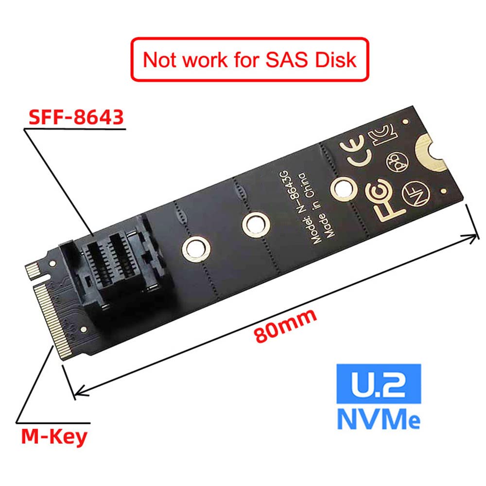 Cablecc U.2 Kit SFF-8639 NVME PCIe4.0 SSD Adapter 22x80mm for Mainboard SSD 750 p3600 p3700 M.2 SFF-8643 Mini SAS HD