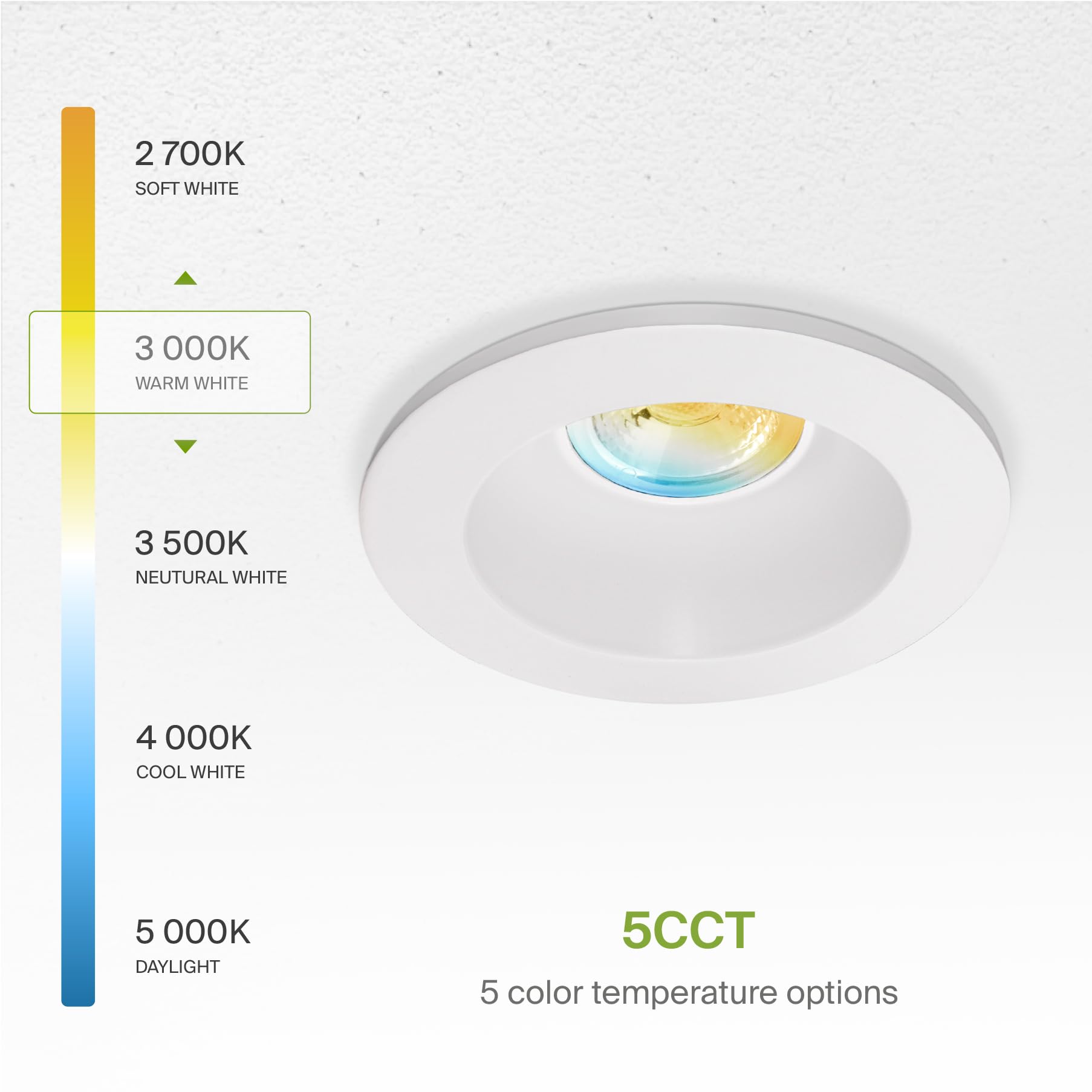 ASD 2 Inch LED Recessed Lighting, 15W 120V LED Downlight, 5 CCT 2700K-5000K, Canless Dimmable LED Downlights for Ceiling with J-Box, Smooth Reflector, CRI 90+, IC Rated, ETL Energy Star, White 18 Pack