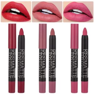 bingbrush 3 colors moisture smooth lipstick pack set, matte color stick ultimate lip crayon for makeup collection - nourishing waterproof velvet lipgloss lip stain (13#,15#,16#)