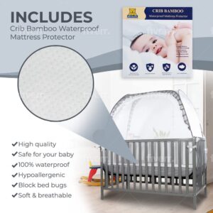 Brite Life Baby Safety Crib Tent - Premium Pop up Set up - Waterproof Mattress Crib Cover - Nursery Mosquito Net - See Through Mesh Crib Net - Protect from Insects & Pet - (51x27x55 inches)