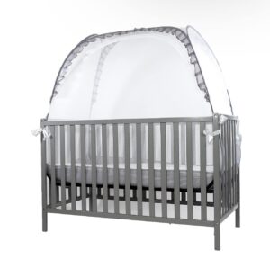 brite life baby safety crib tent - premium pop up set up - waterproof mattress crib cover - nursery mosquito net - see through mesh crib net - protect from insects & pet - (51x27x55 inches)