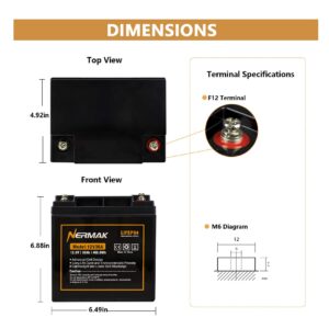 NERMAK 12V 36Ah Lithium LiFePO4 Deep Cycle Battery, 2000+ Cycles Lithium Iron Phosphate Rechargeable Battery for Solar, RV, Scooter, Marine, Electric Wheelchair, Trolling Motor Built-in 36A BMS