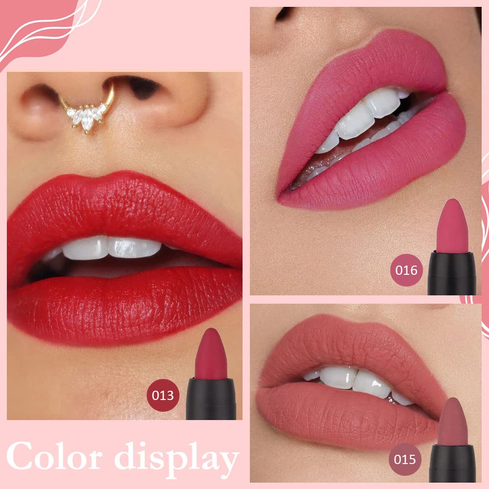 BINGBRUSH 3 Colors Moisture Smooth Lipstick Pack Set, Matte Color Stick Ultimate Lip Crayon for Makeup Collection - Nourishing Waterproof Velvet Lipgloss Lip Stain (13#,15#,16#)