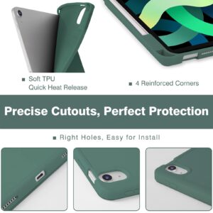 Dwopar for iPad Air 6/5/4 Case, iPad Air 5th/4th Generation Case for 10.9 Inch 2022,2024 Protective Cover for iPad Air 11 inch with Pencil Holder, Support Wireless Charging, Smart Trifold Stand(Green)