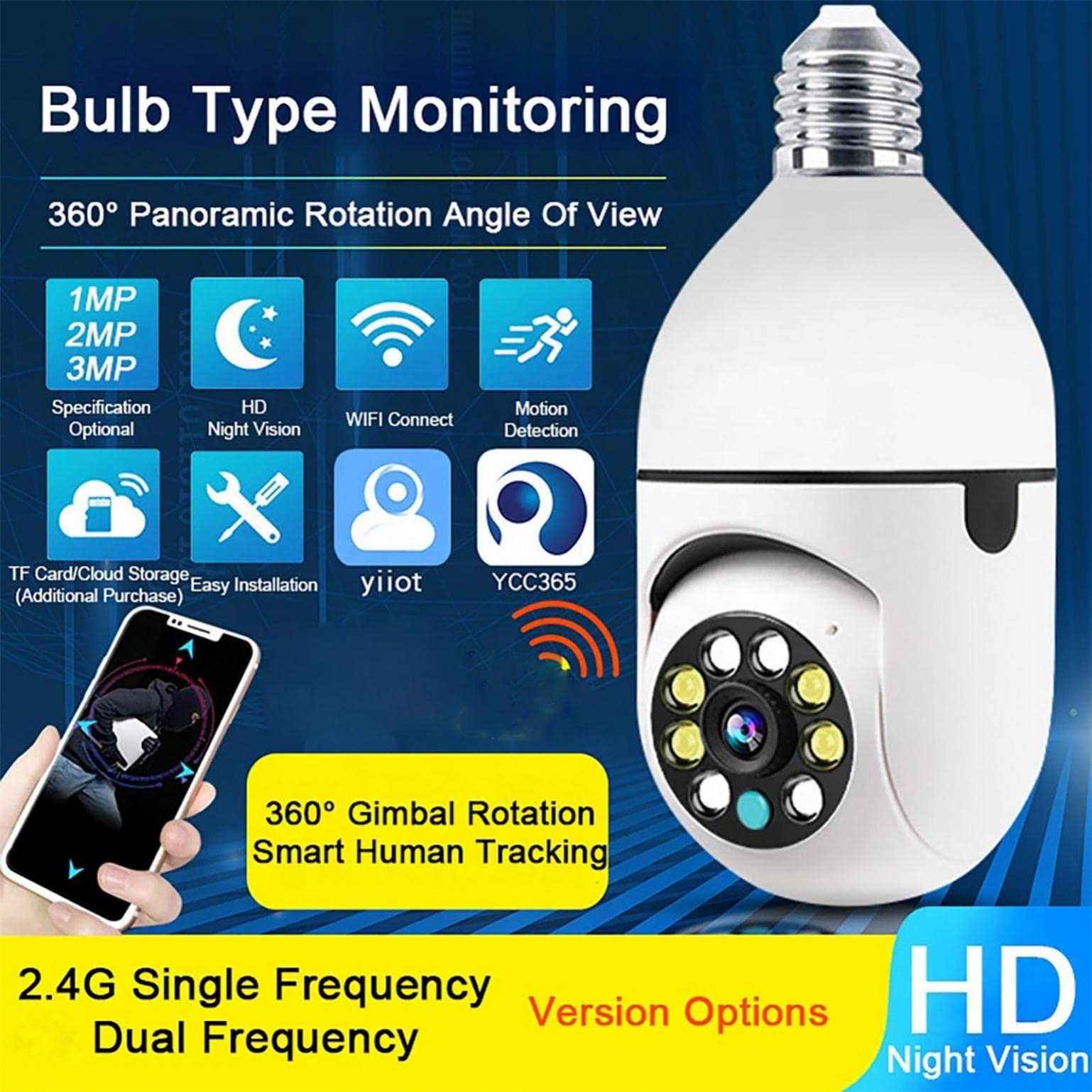 1080P Outdoor HD Night Vision Light Plug 360° Panoramic Surveillance Camera Smart Security WiFi Wireless Camera