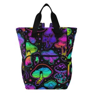 zenwawa rainbow color mushroom diaper backpack multifunctional nappy backpack bag tote unisex large capacity with stroller straps insulated feeding bottle inserts for outdoor hiking travel