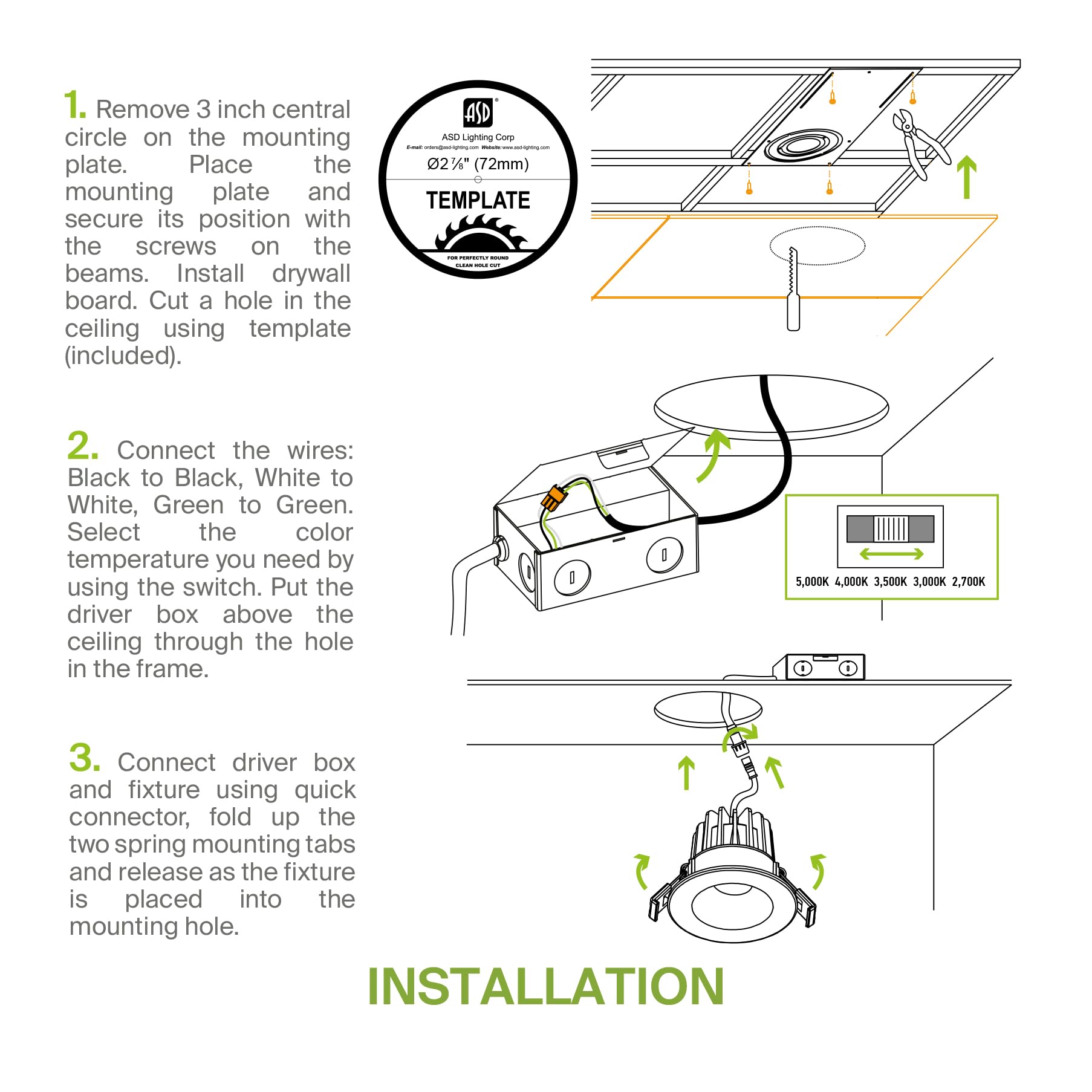 ASD 2 Inch LED Recessed Lighting, 15W 120V LED Downlight, 5 CCT 2700K-5000K, Canless Dimmable LED Downlights for Ceiling with J-Box, Smooth Reflector, CRI 90+, IC Rated, ETL Energy Star, White 18 Pack