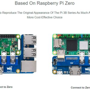 Raspberry Pi Zero to Pi 3B/3B+ Adapter, Connect Raspberry Pi Zero/W/Zero 2 W to Replace Raspberry Pi 3 Model B/3B+, Compatible with Pi 3B/3B+ Hats, Support 1-CH RJ45 Ethernet Port, 10/100 M Adaptive