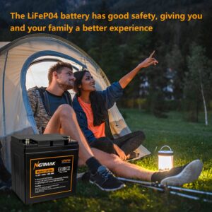 NERMAK 12V 36Ah Lithium LiFePO4 Deep Cycle Battery, 2000+ Cycles Lithium Iron Phosphate Rechargeable Battery for Solar, RV, Scooter, Marine, Electric Wheelchair, Trolling Motor Built-in 36A BMS