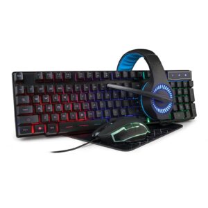 smart gear rainbow mechanical gaming keyboard and mouse and headphones combo, smart gear pc gaming bundle (stg-6677-kb)