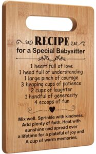 popular babysitter gifts, cutting board gift for babysitter, babysitter appreciation gift, thank you gift or birthday gifts for babysitter