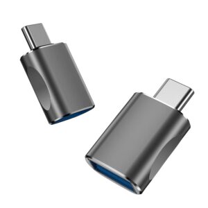 jialuu usb c to usb adapter [2 pack], usb 3.0 female to usb c male adapter, otg adapter female data connector, grey aluminum alloy adaptor for laptop, pc, tablet, cell phone…