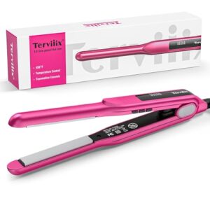 terviiix small flat irons for short hair, pencil hair straightener for edges, straightening iron for pixie cut & touch ups, ceramic curling iron in one, dual voltage, 1/2"