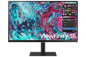 samsung 27-inch viewfinity s8 series 4k uhd high resolution monitor, ips panel, 60hz, thunderbolt 4, hdr 10+, built-in speakers, height adjustable stand, s27b804tgn, 2022, black