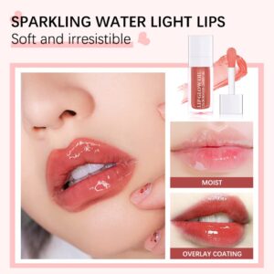 Plumping Lip Oil,Hydrating Lip Gloss Tinted Lip Balm Lip Care Transparent Toot Lip Oil,Big Brush Head Glass Lip Glow Oil Fresh Texture & Non-sticky,Nourishing Repairing Shine Primer Lip Tint(ROSEWOOD)