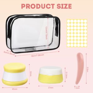 BBTO 18 Pack Silicone Travel Containers for Toiletries 10ml 20ml Leakproof Cream Jars with Lids 4 Mini Spatula Labels Toiletry Bag for Cosmetic Face Body Hand Cream Skincare