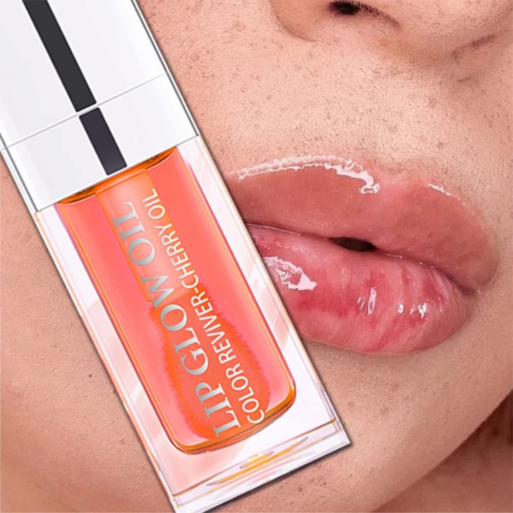 Plumping Lip Oil,Hydrating Lip Gloss Tinted Lip Balm Lip Care Transparent Toot Lip Oil,Big Brush Head Glass Lip Glow Oil Fresh Texture & Non-sticky,Nourishing Repairing Shine Primer Lip Tint(ROSEWOOD)